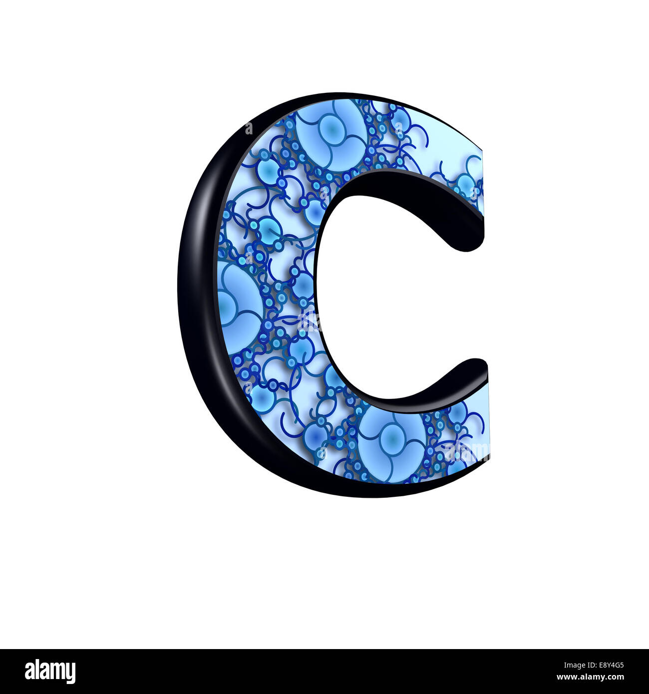3d letter with decorative blue texture - c Stock Photo - Alamy
