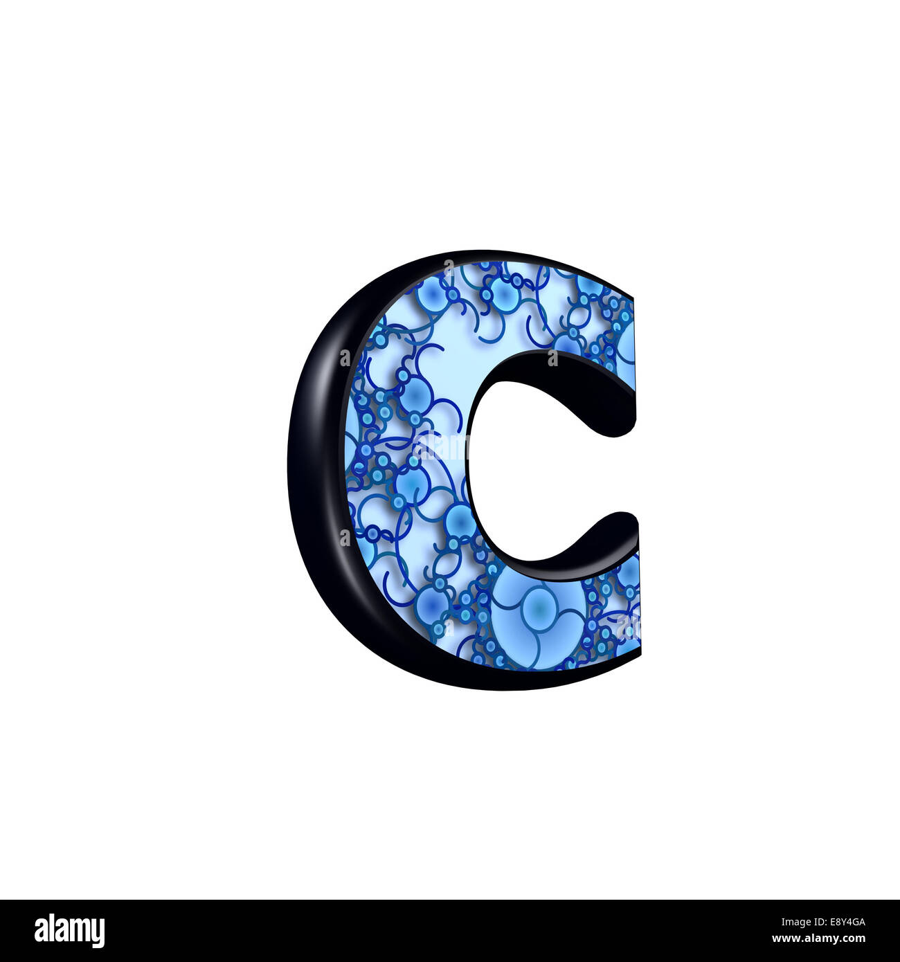 3d letter with decorative blue texture - c Stock Photo - Alamy
