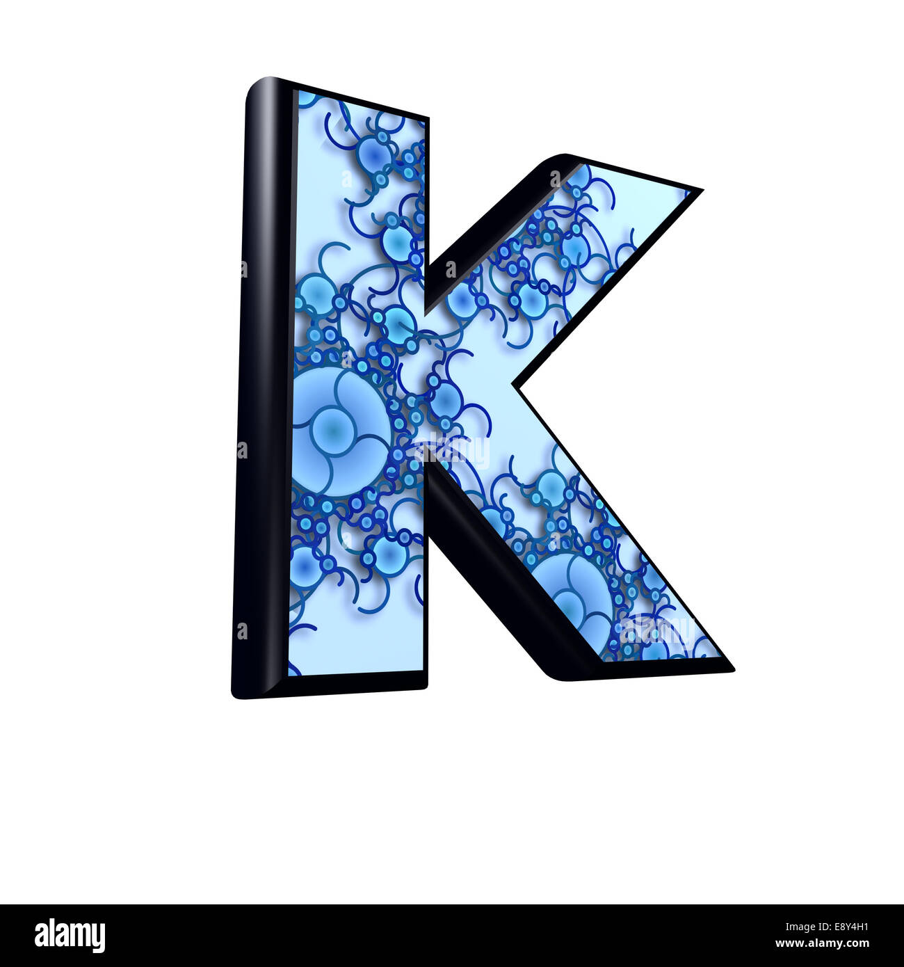 3d letter with decorative blue texture - k Stock Photo - Alamy