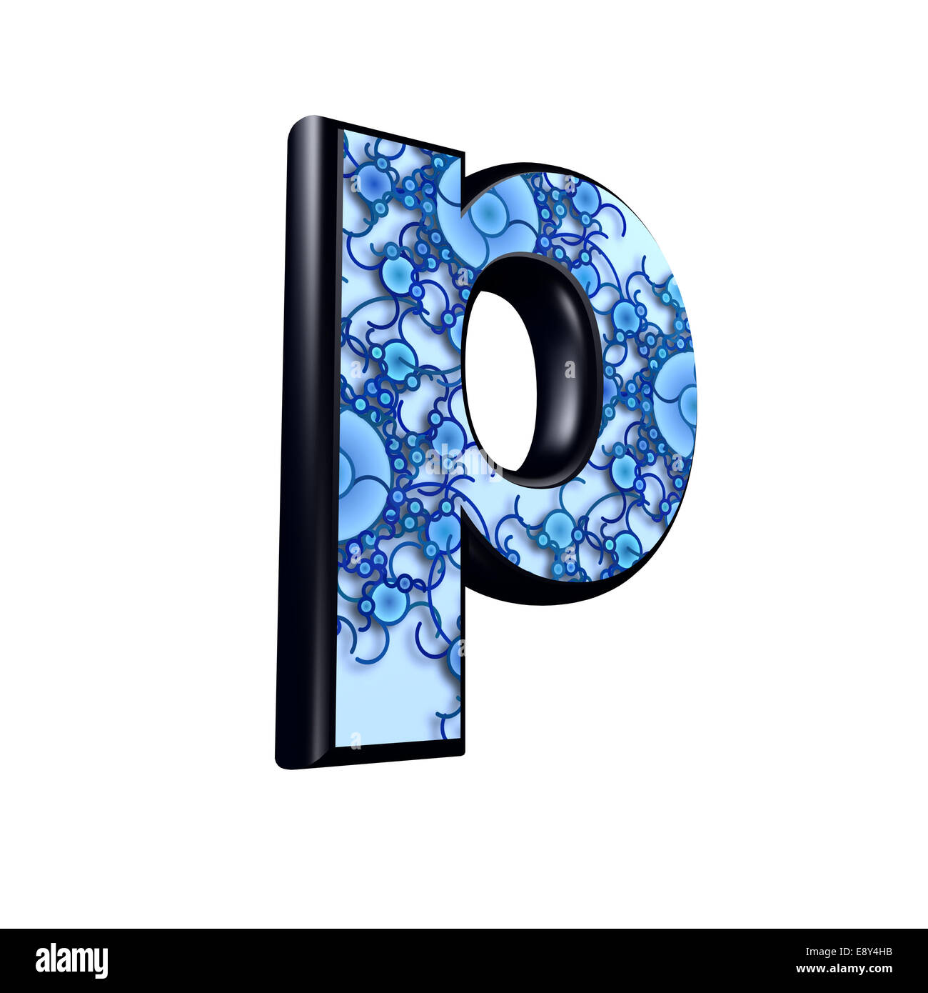 3d letter with decorative blue texture - p Stock Photo - Alamy