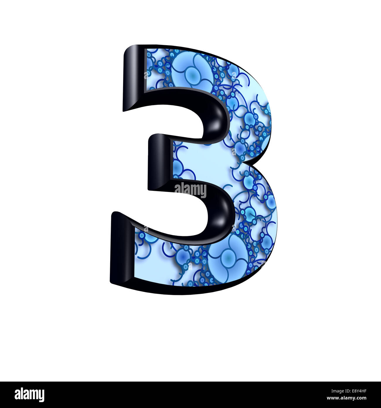 3d digit with decorative blue texture - 3 Stock Photo - Alamy