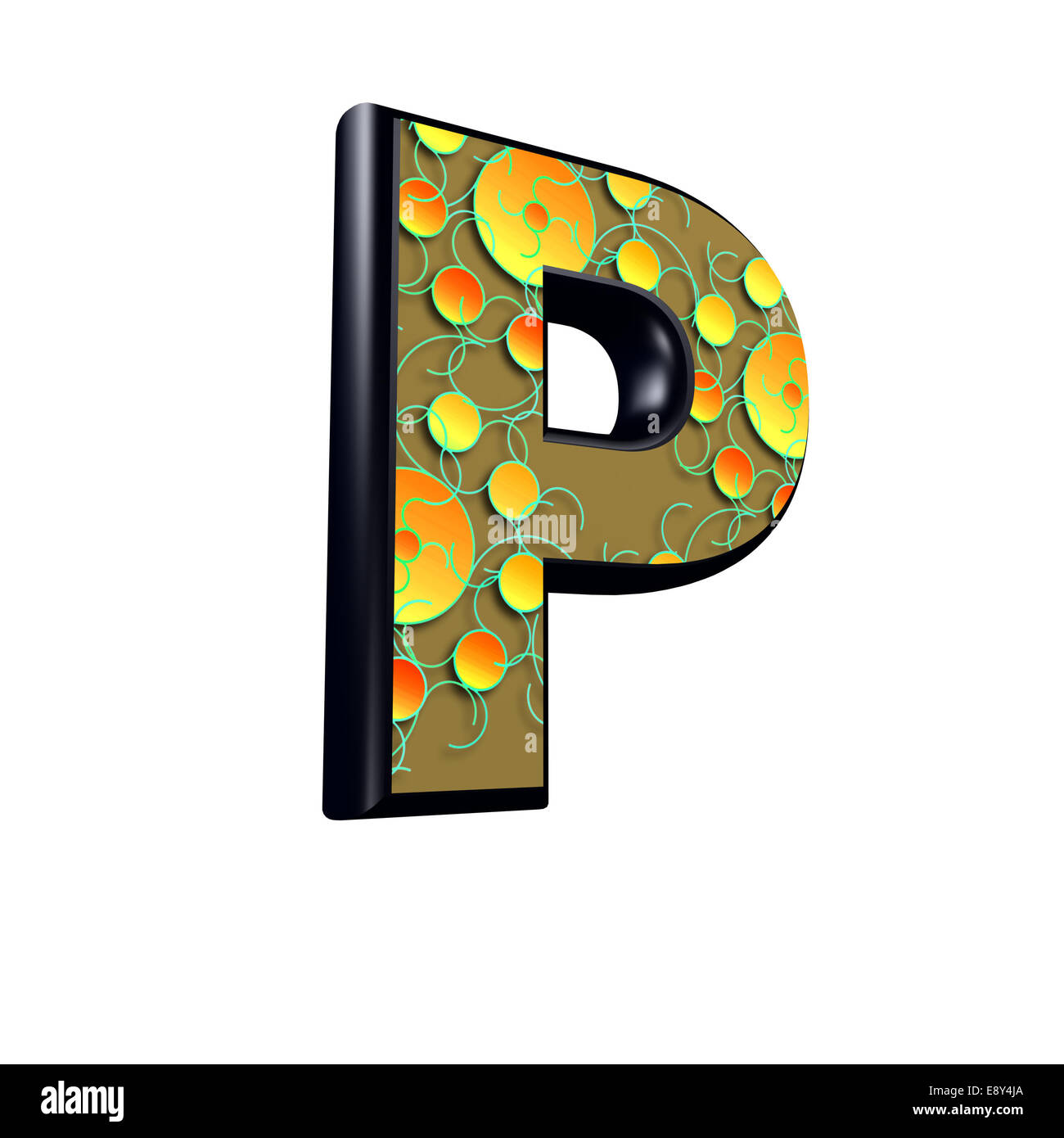 3d letter with decorative texture - P Stock Photo - Alamy