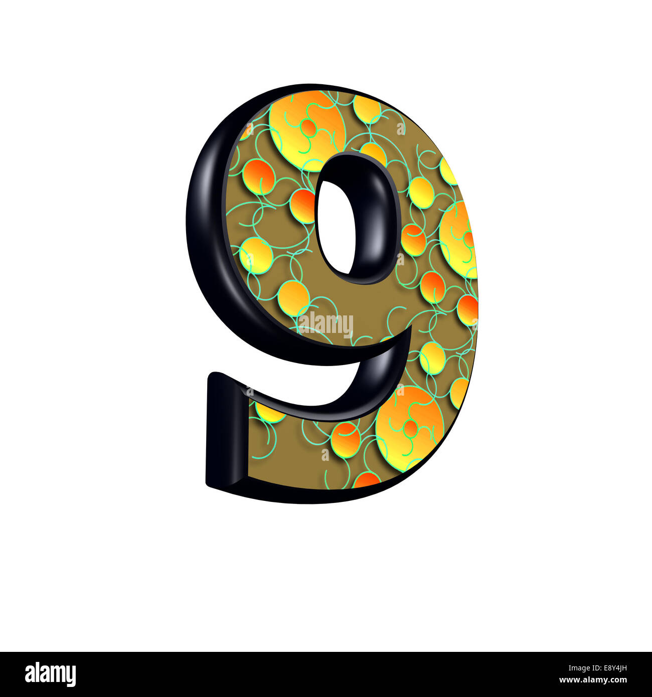 3d digit with decorative texture - 9 Stock Photo - Alamy