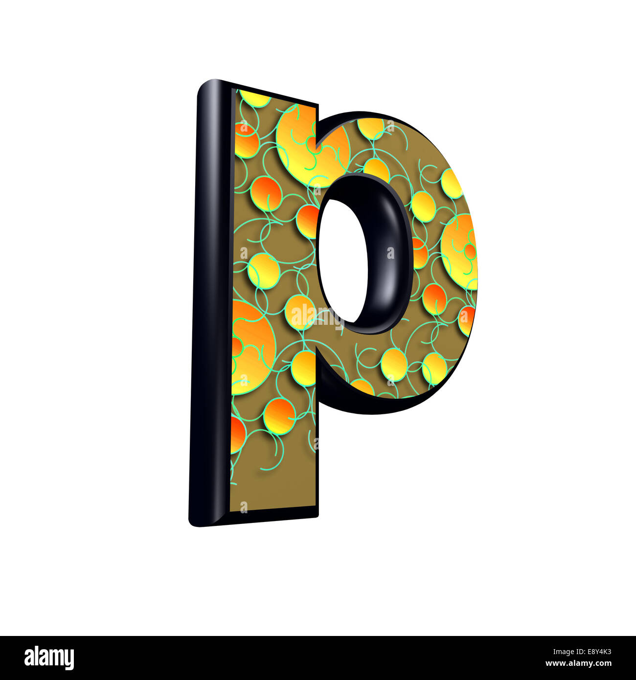 3d letter with decorative texture - P Stock Photo - Alamy