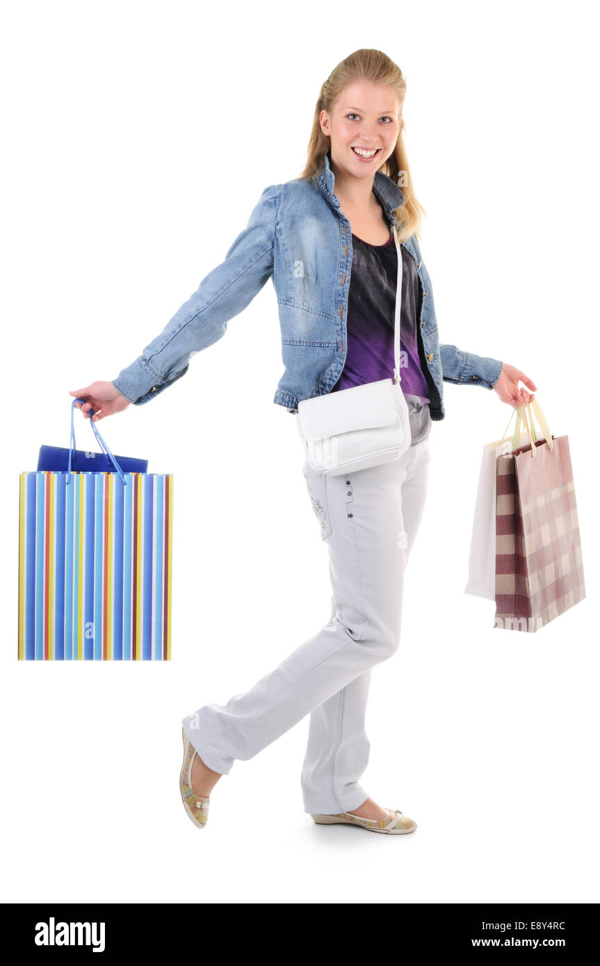 young girl with purchases Stock Photo - Alamy