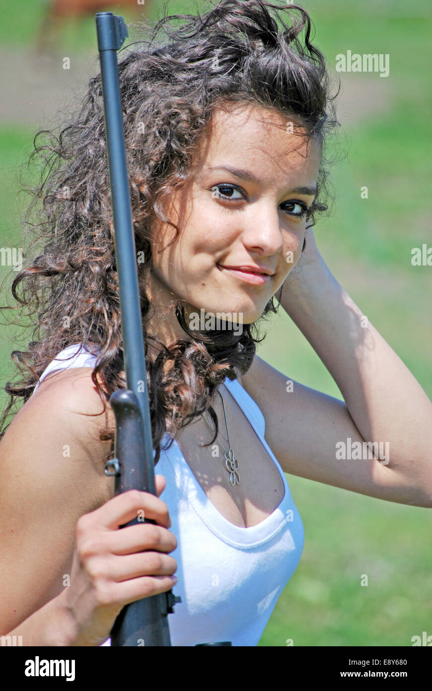 girl and gun Stock Photo - Alamy