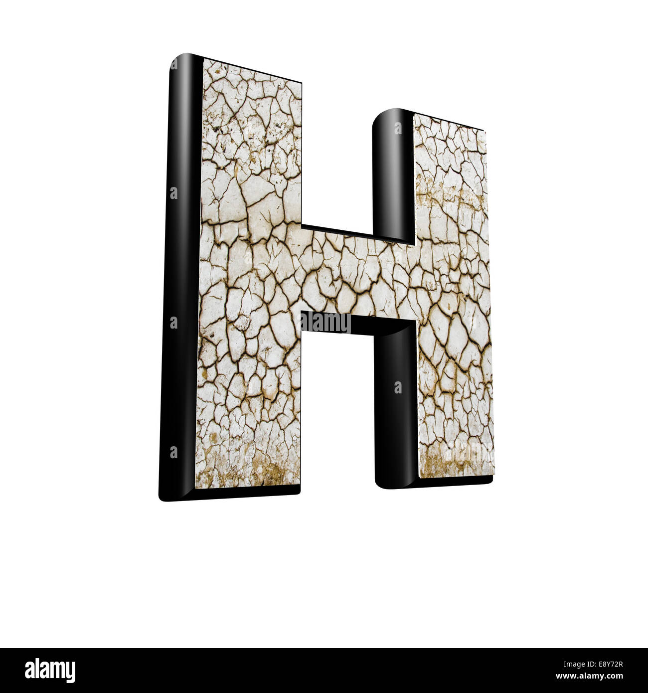 abstract 3d letter with dry ground texture - H Stock Photo - Alamy