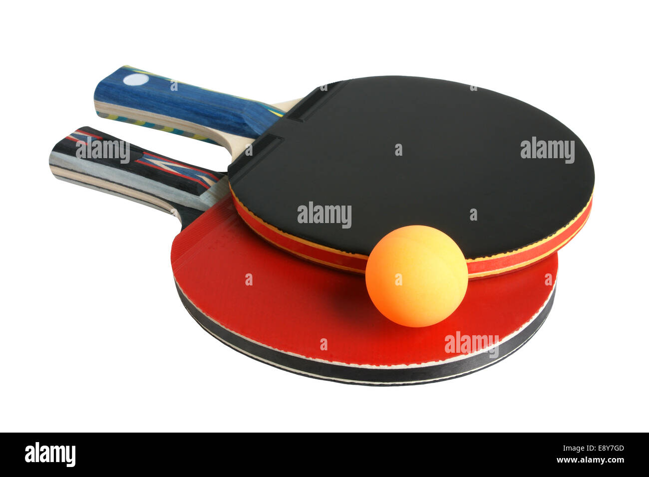Table tennis rackets and ball Stock Photo - Alamy