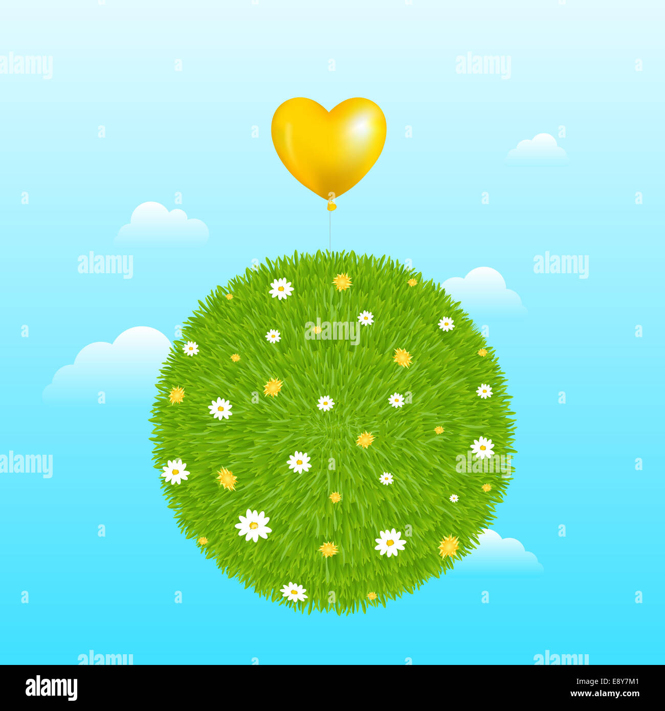 Grass Ball With Yellow Balloon Stock Photo - Alamy