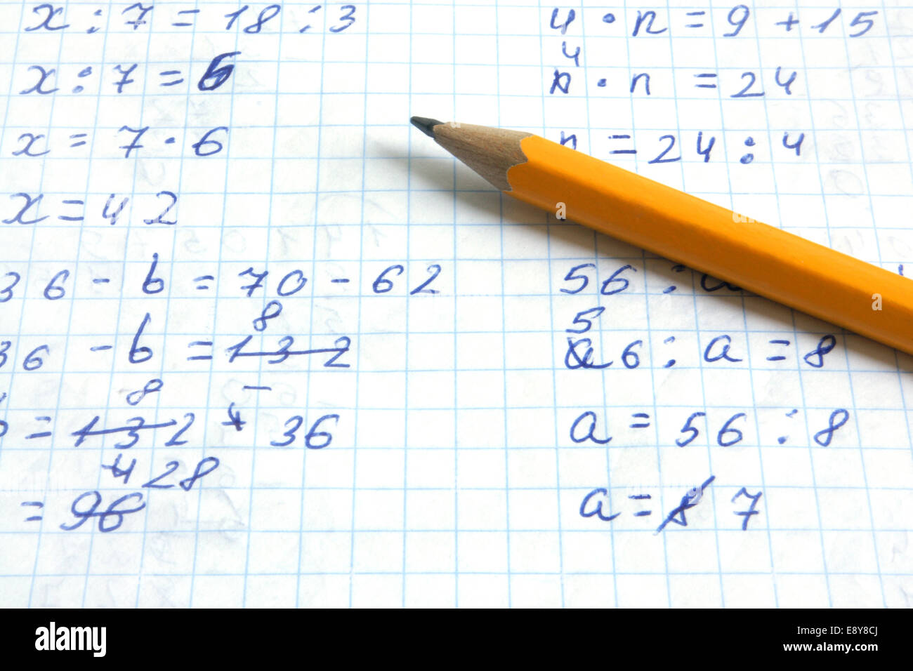 Pencil on a school writing-book Stock Photo - Alamy