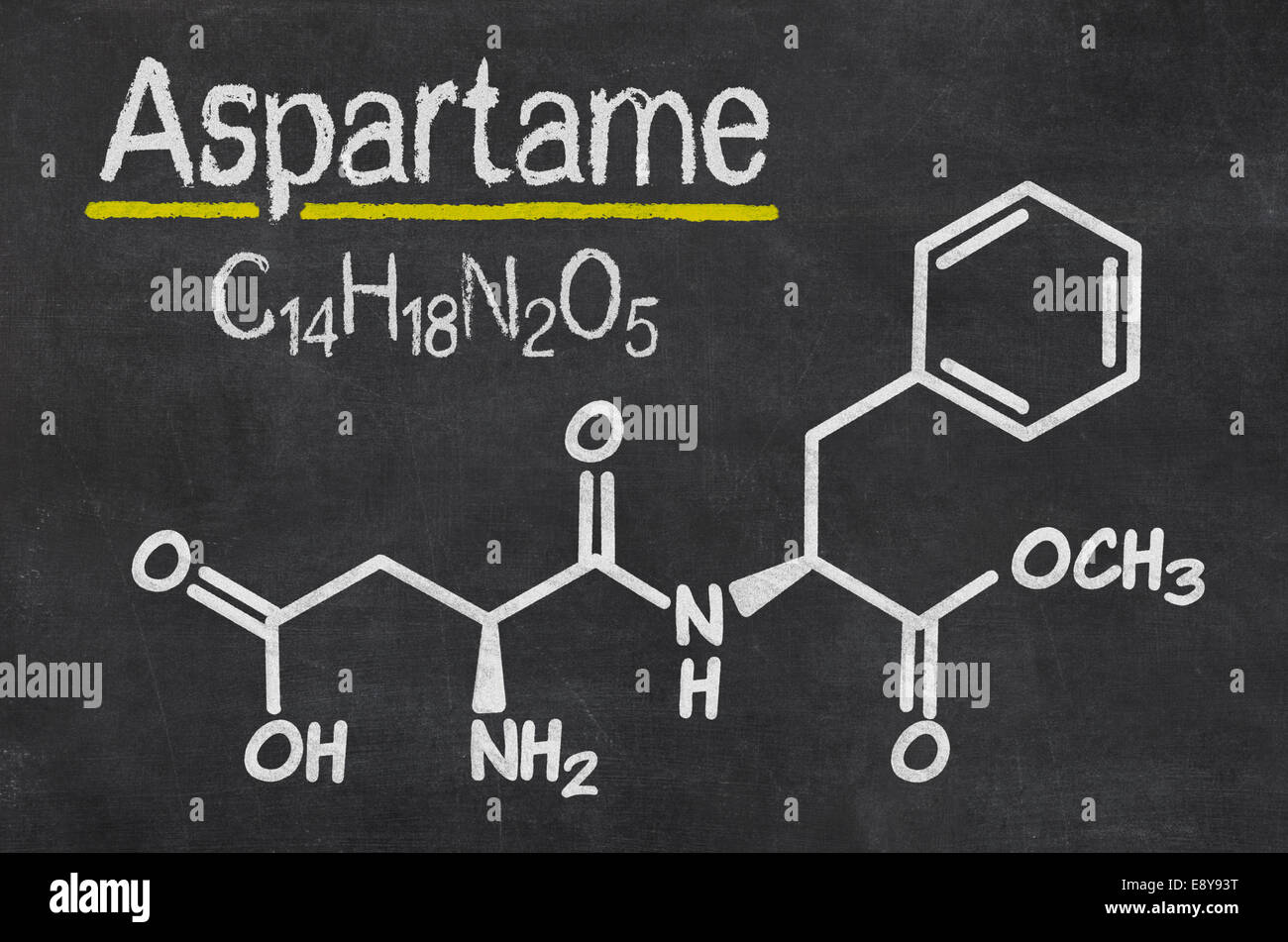Blackboard with the chemical formula of Aspartame Stock Photo - Alamy