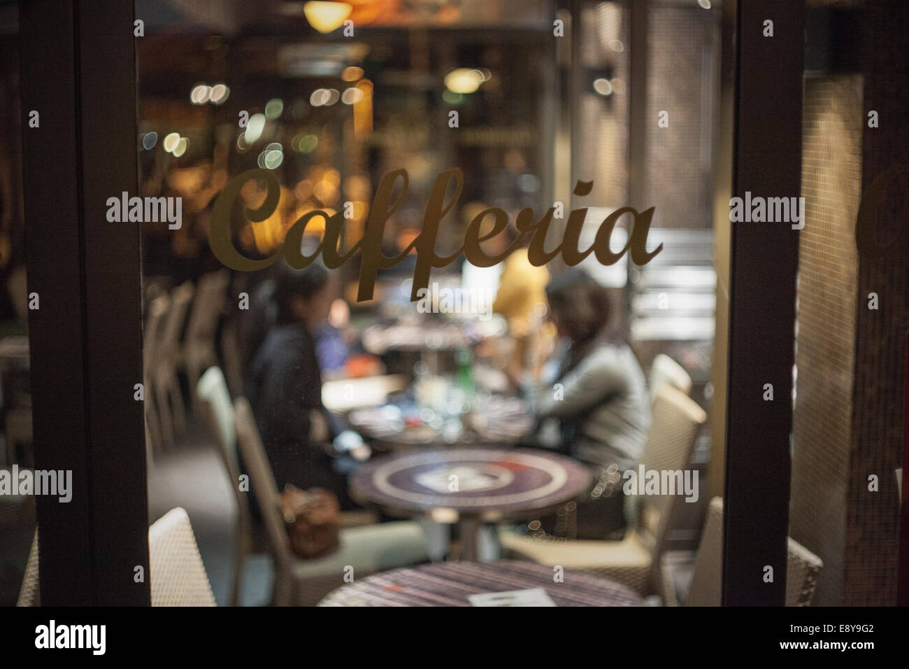 France, Paris, October 2th, 2014: Sign in a window of a cafe in Paris ...