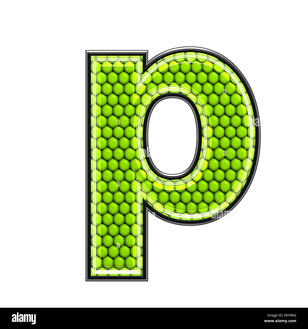 Abstract 3d letter with reptile skin texture - P Stock Photo - Alamy