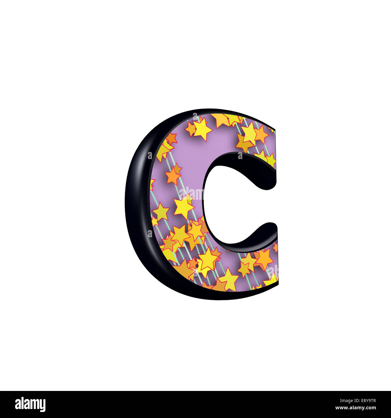 3d letter with decorative star texture - c Stock Photo - Alamy