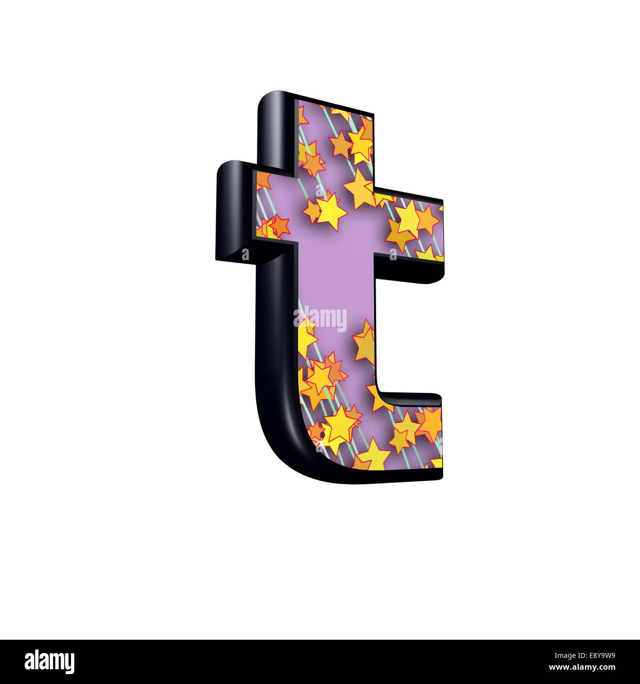 3d letter with decorative star texture - t Stock Photo - Alamy