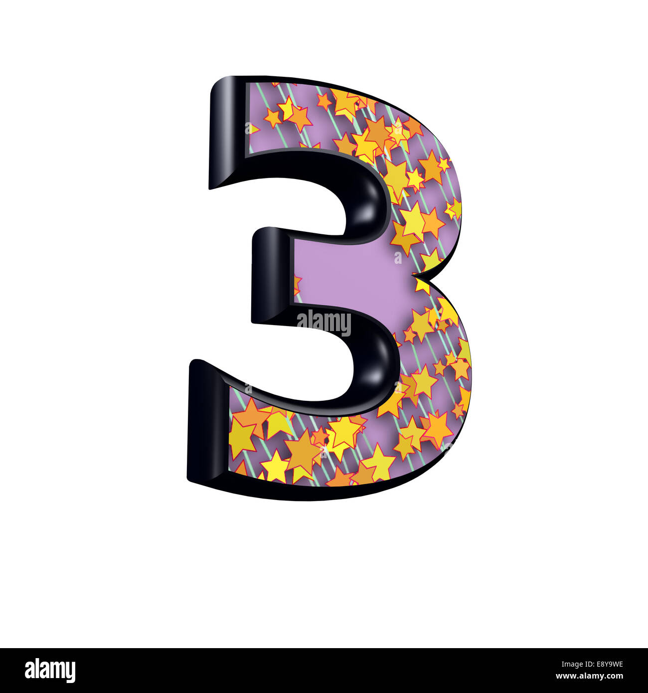 3d digit with decorative star texture - 3 Stock Photo - Alamy