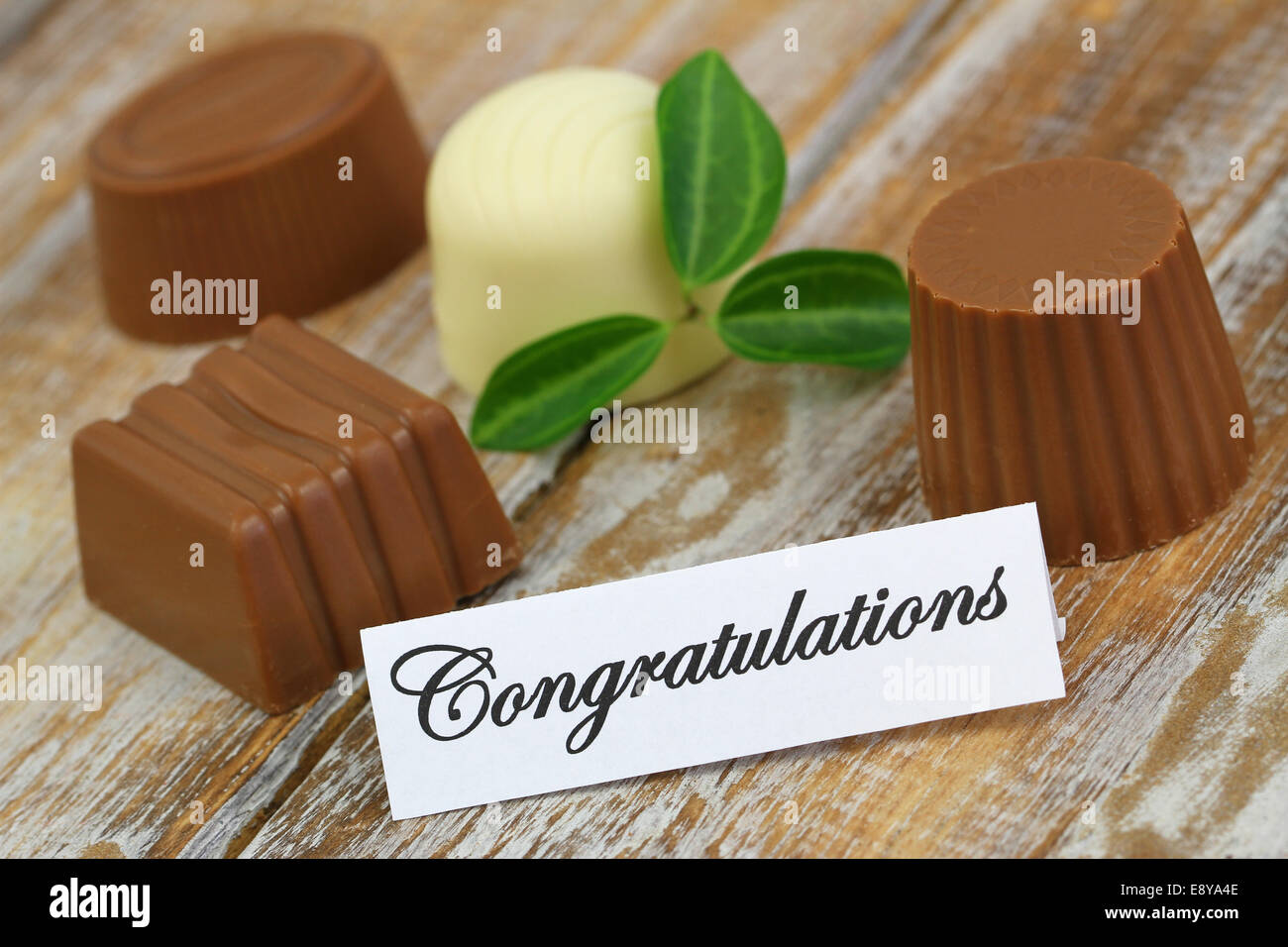 Congratulations card with assorted chocolates Stock Photo - Alamy