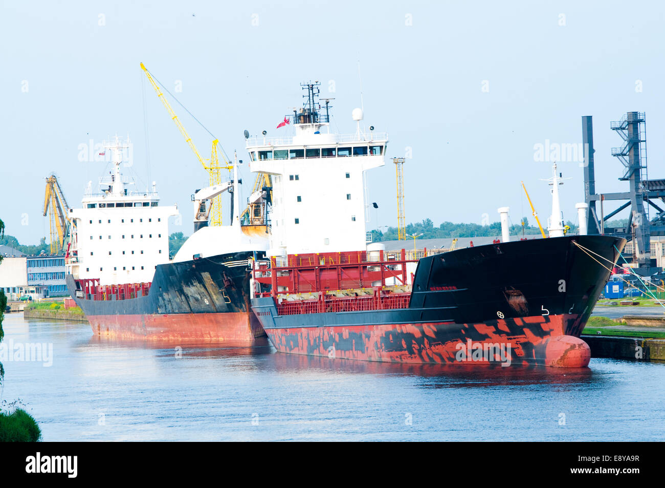 container ships in dockyard Stock Photo - Alamy
