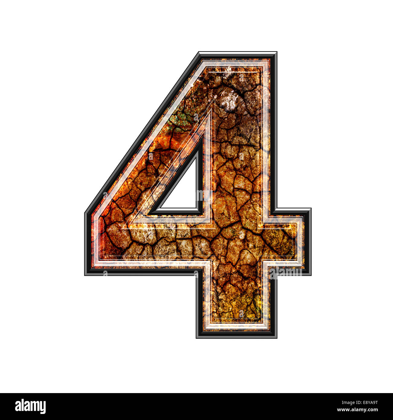 3d digit with grunge texture - 4 Stock Photo - Alamy