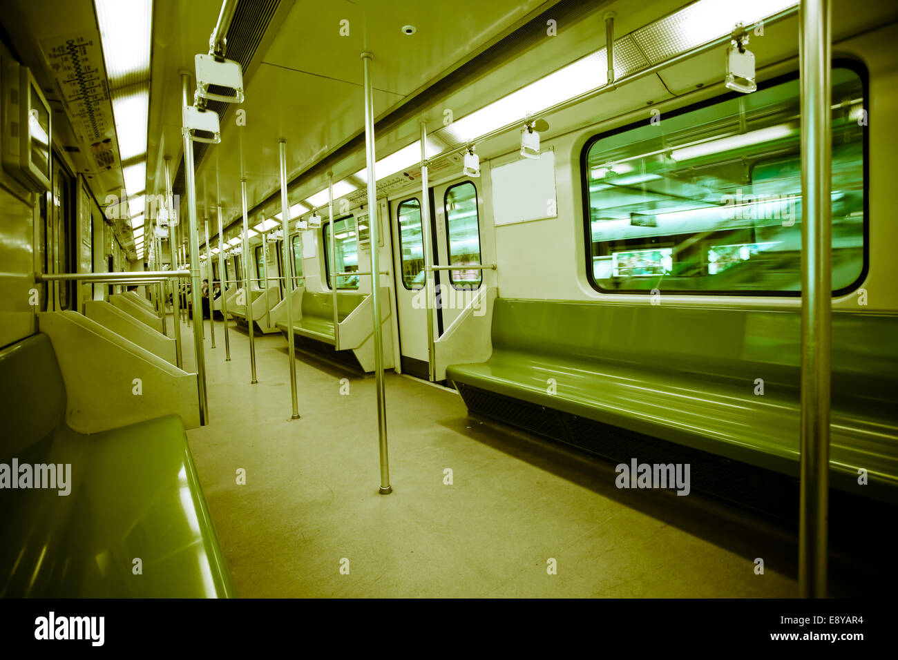 interior of subway train Stock Photo - Alamy