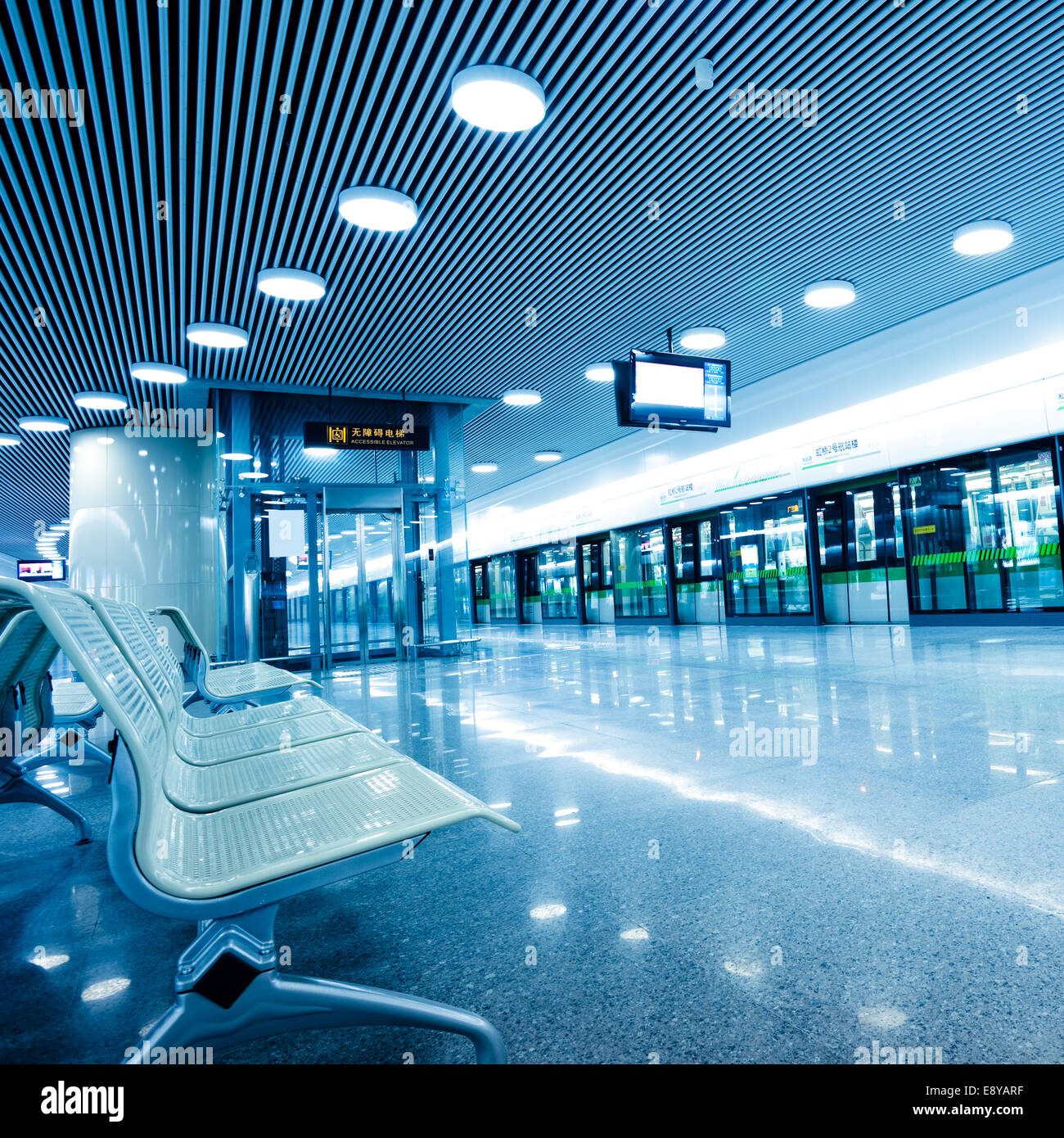 bench of the subway Stock Photo - Alamy