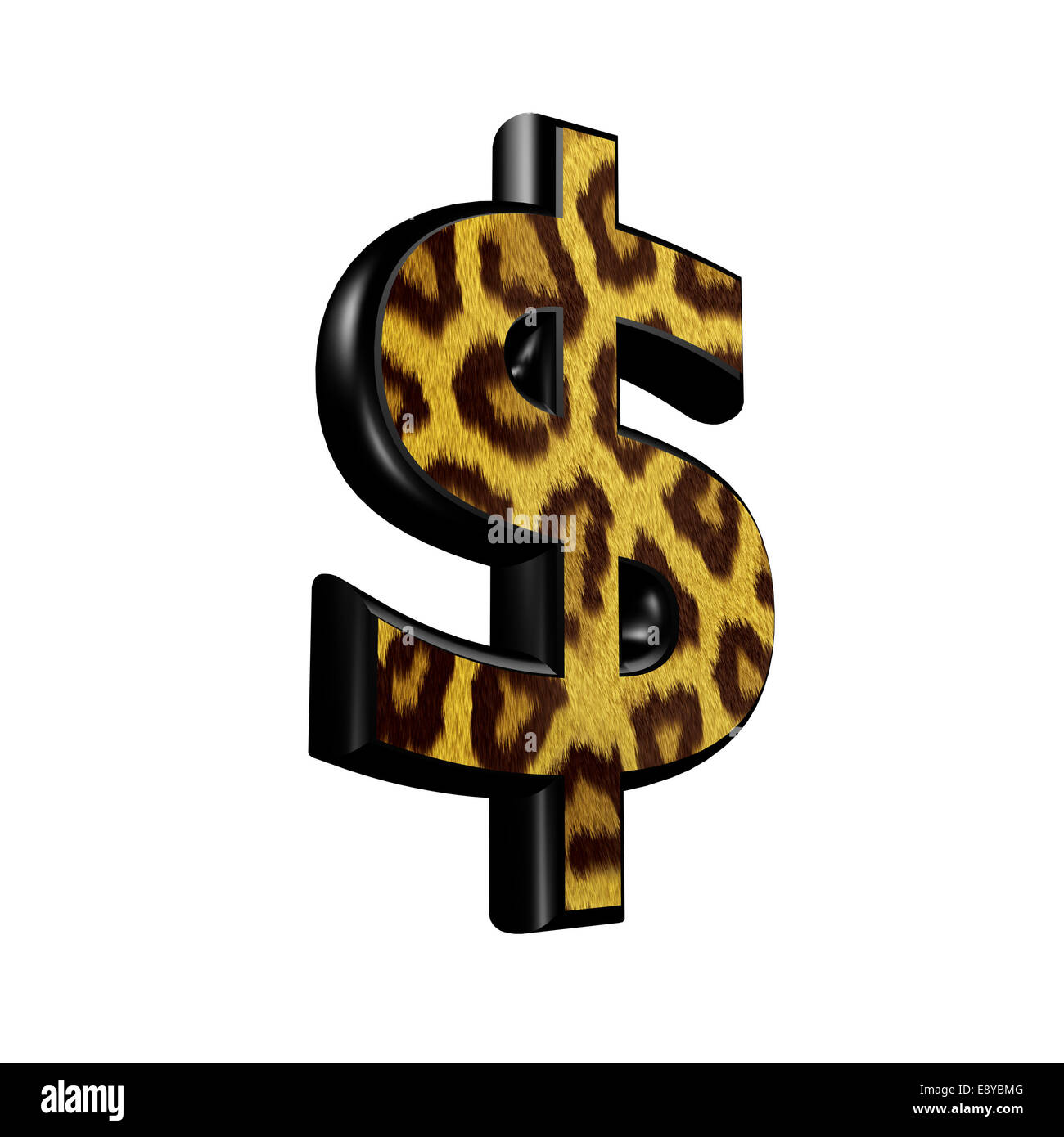 3d currency sign with panther skin texture - dollar currency sign Stock ...