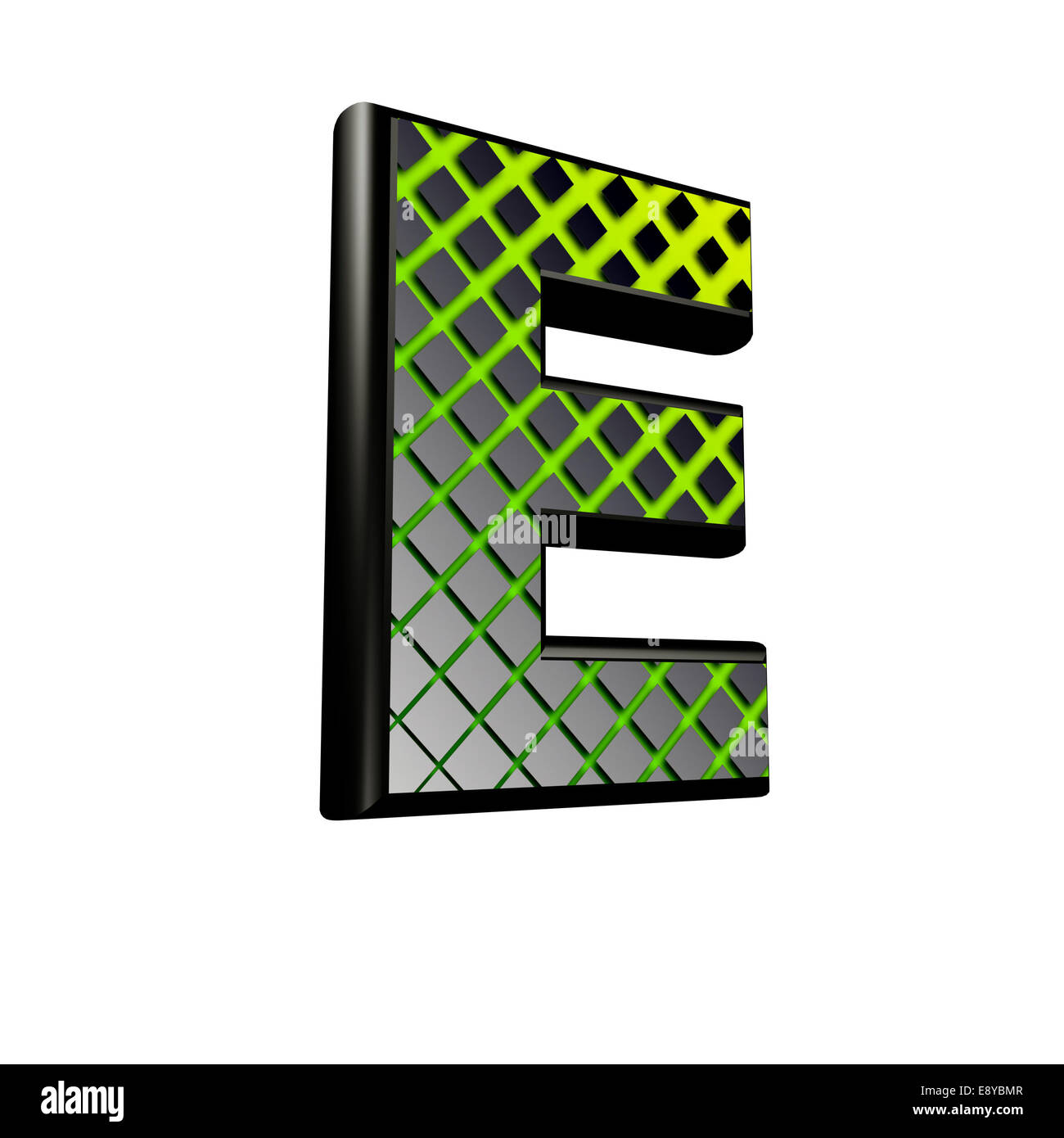 3d letter with green futuristic texture - E Stock Photo - Alamy