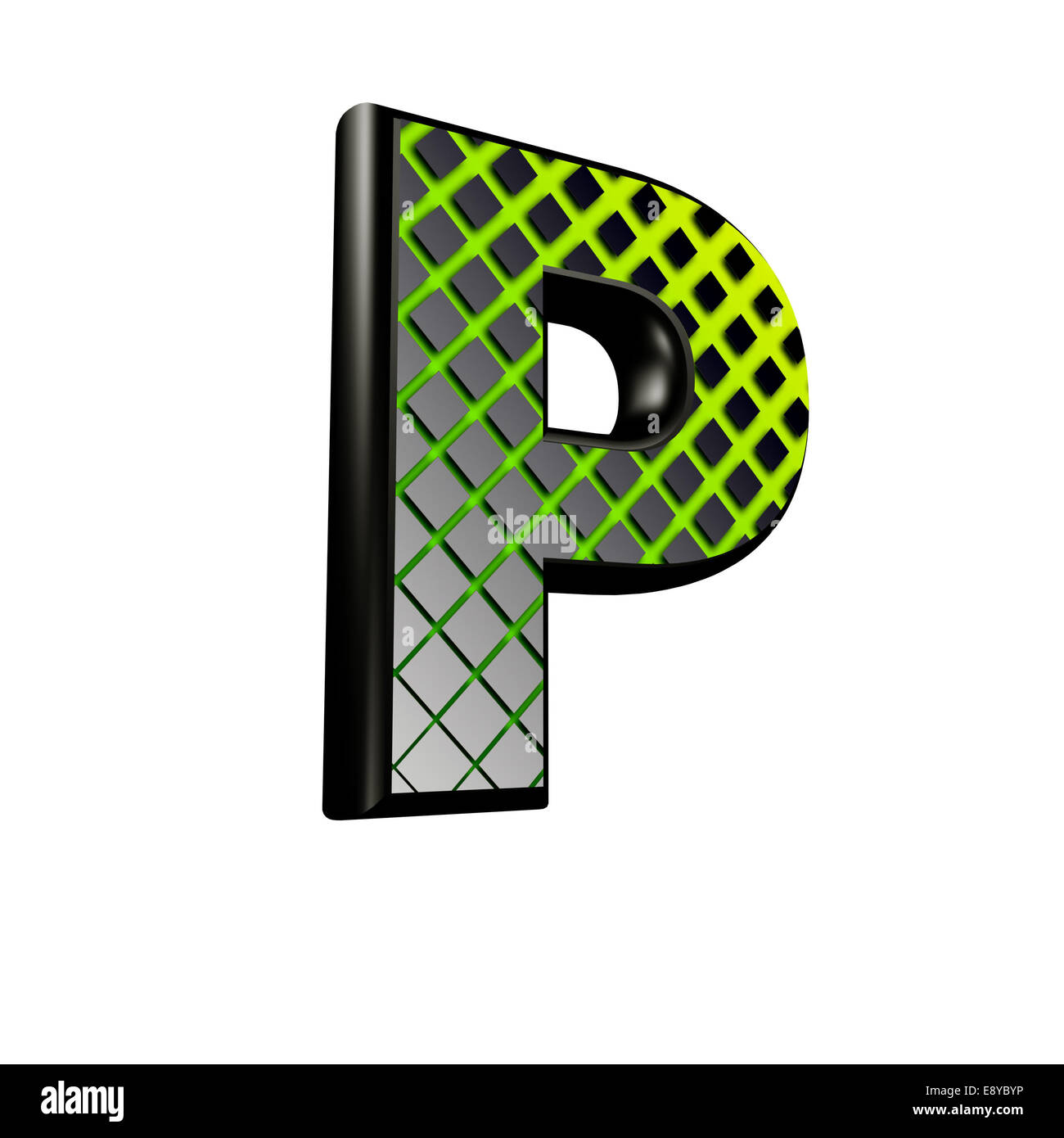 3d letter with green futuristic texture - P Stock Photo - Alamy