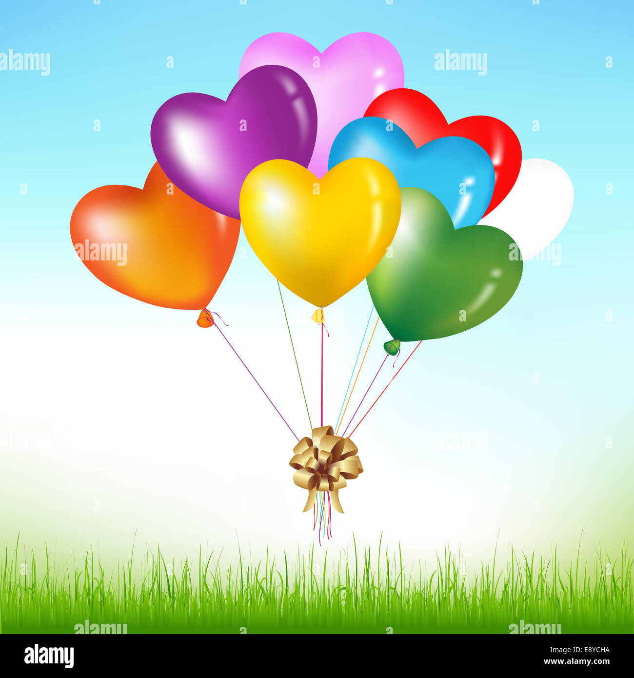 Bunch Of Colorful Heart Shape Balloons Stock Photo - Alamy