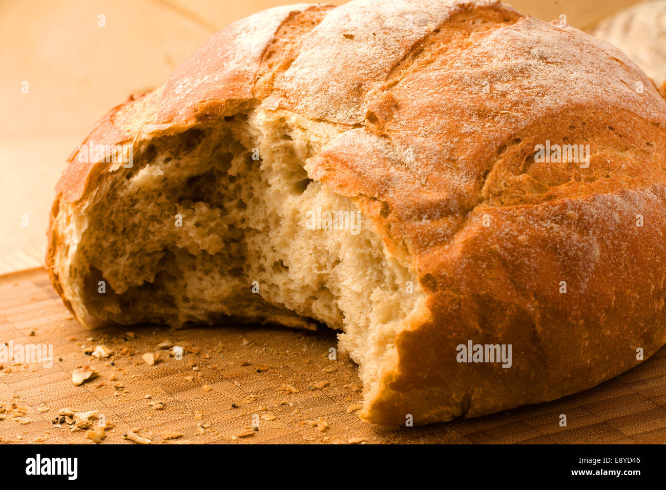 Freshly baked broken bread roll hi-res stock photography and images - Alamy