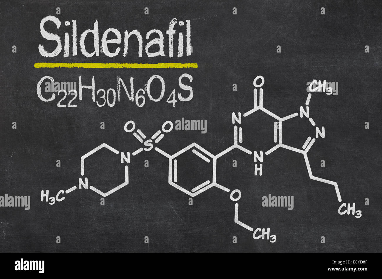Blackboard with the chemical formula of Sildenafil Stock Photo - Alamy