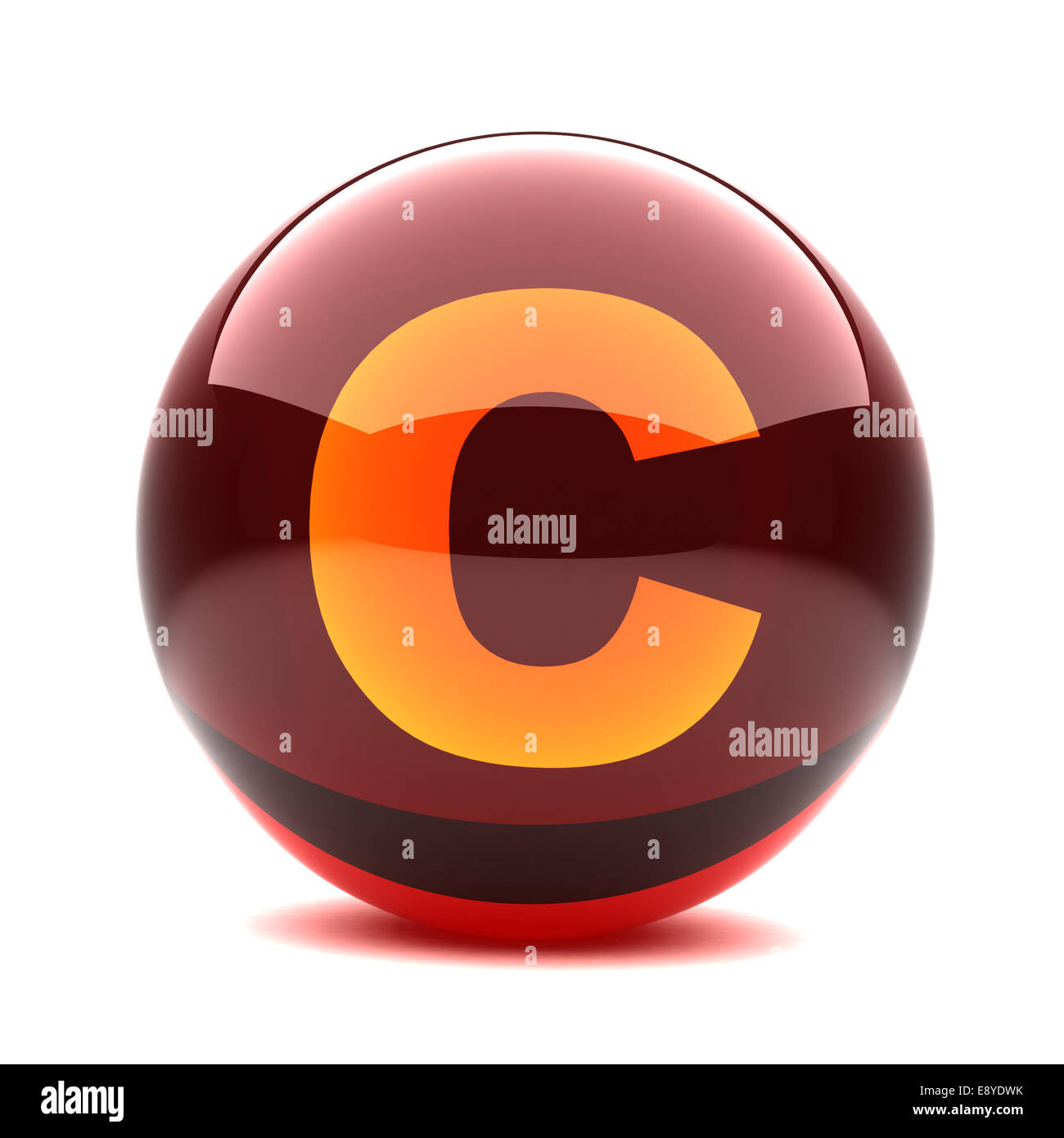 3d glossy sphere with orange letter - C Stock Photo - Alamy