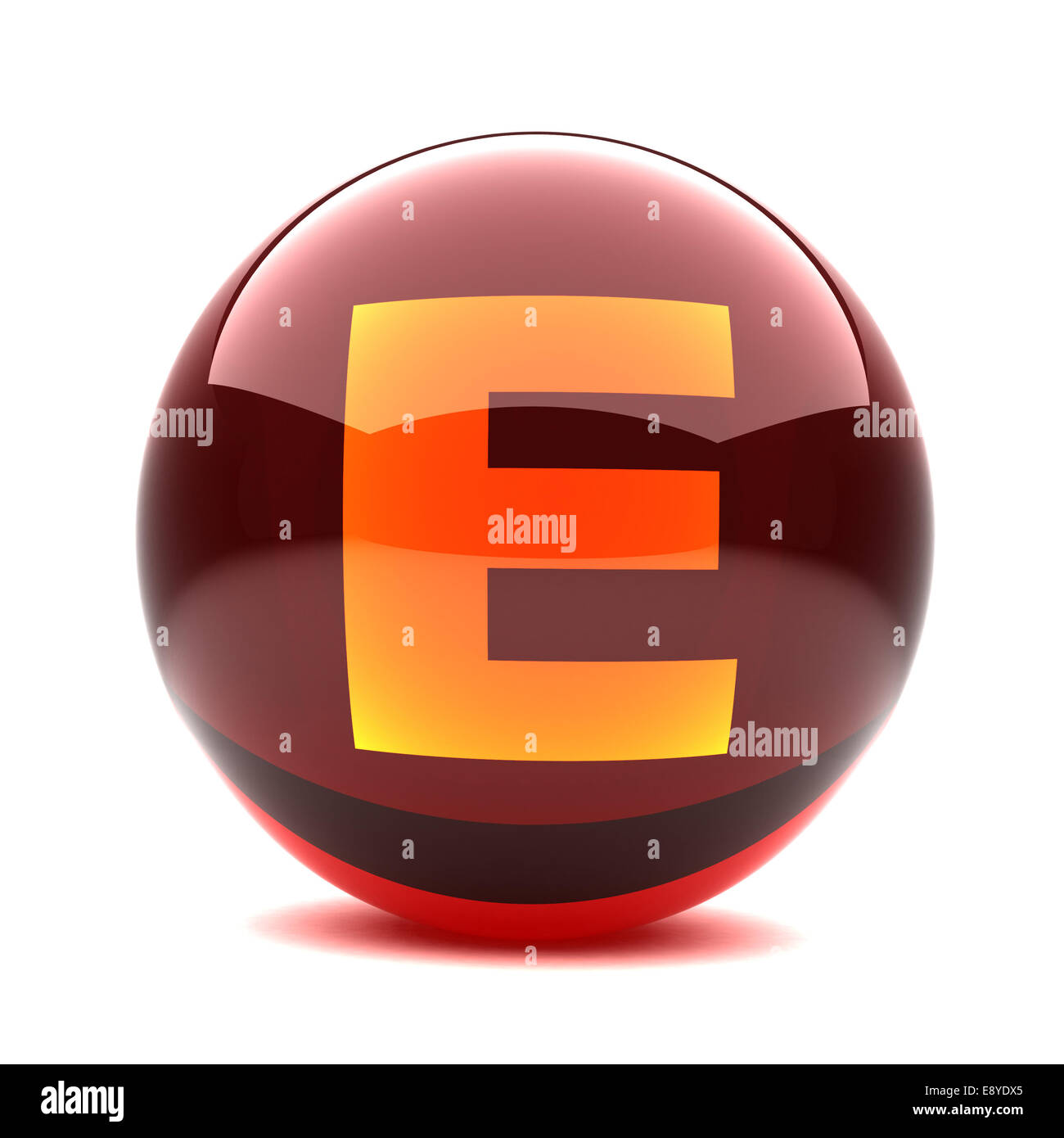3d glossy sphere with orange letter - E Stock Photo - Alamy