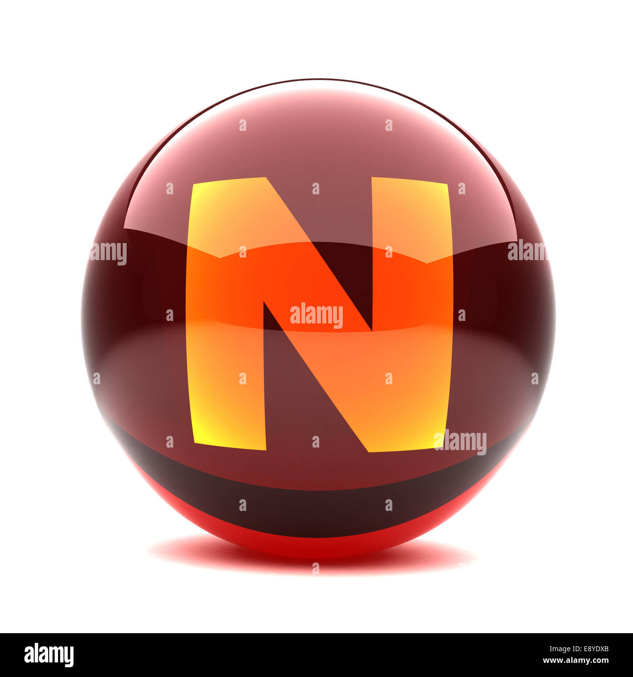 3d glossy sphere with orange letter - N Stock Photo - Alamy
