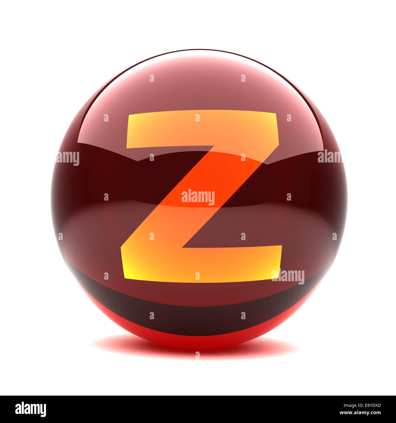 3d glossy sphere with orange letter - Z Stock Photo - Alamy