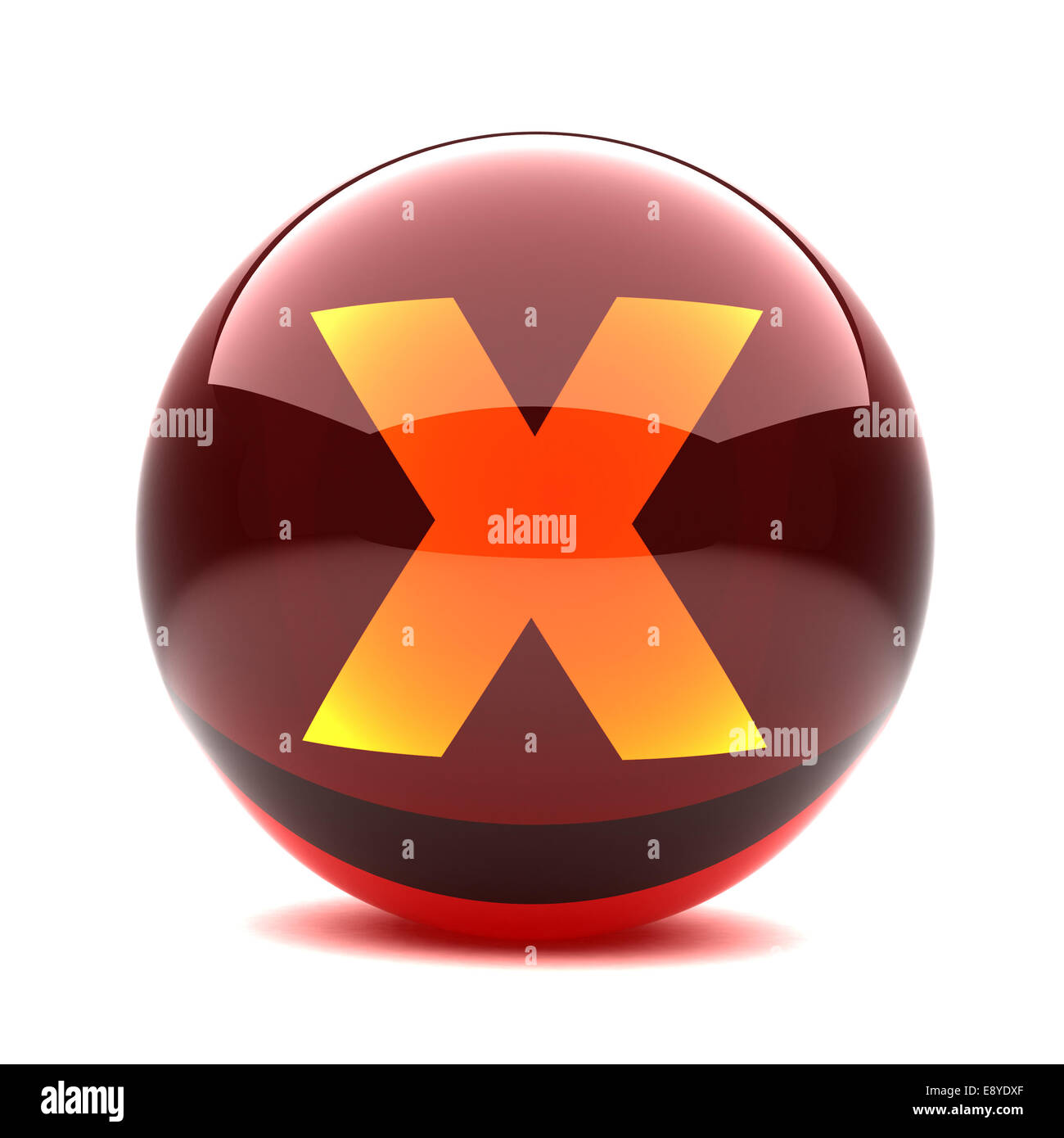 3d glossy sphere with orange letter - X Stock Photo - Alamy