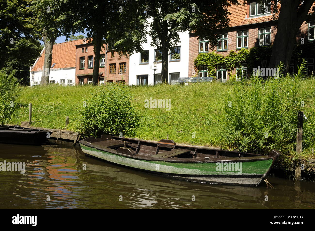 Boat on the middle moat in Friedrichstadt Stock Photo - Alamy