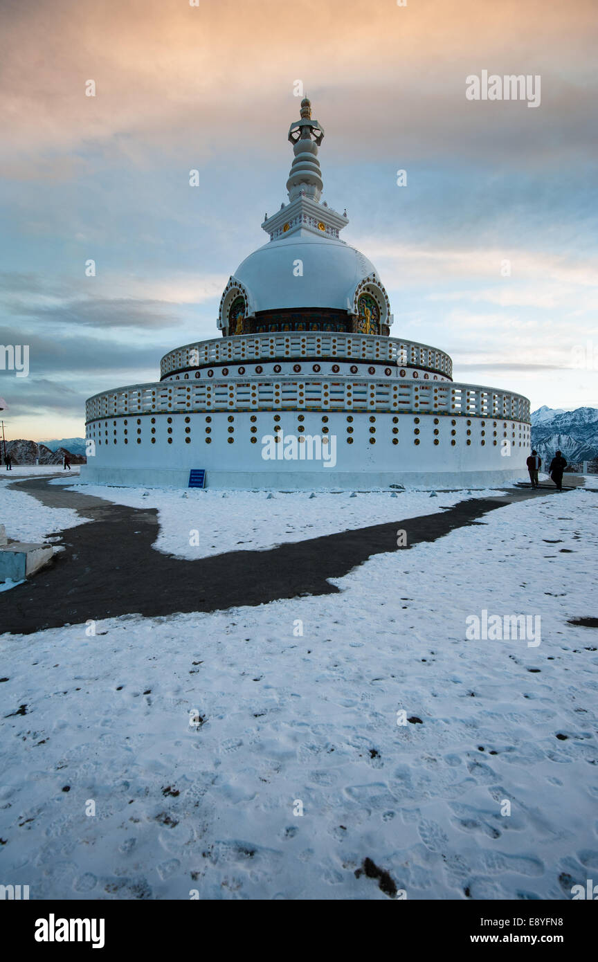 Golden Evening, Sunset at Shanti Stupa, Leh during winter months and ...