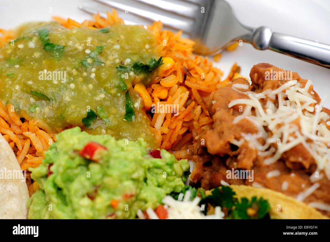 Rice And Refried Beans Stock Photo - Alamy