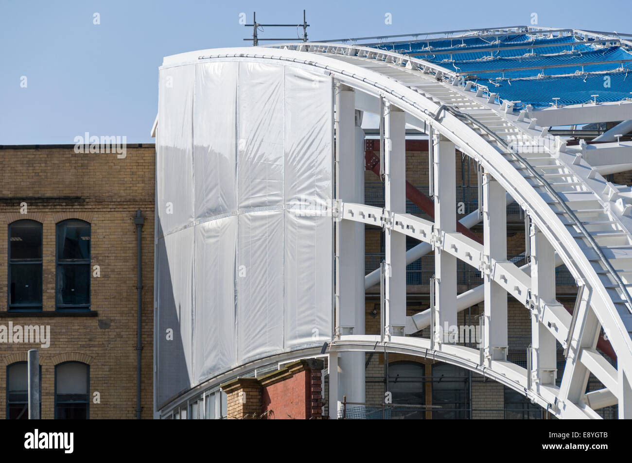 ETFE pneumatic panels (not yet inflated) on the new roof being ...
