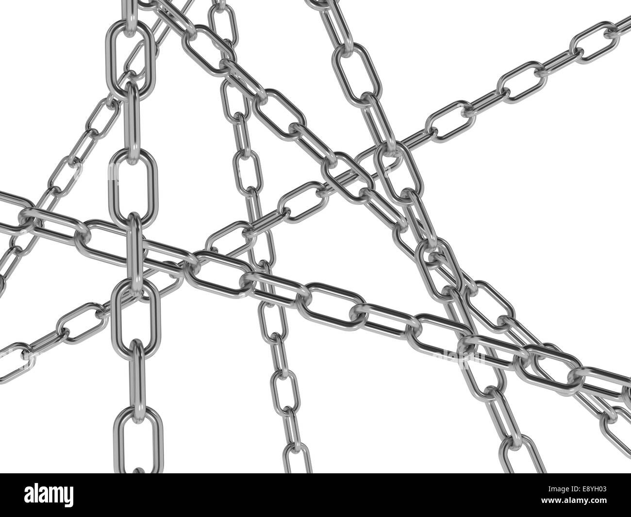 metallic chains on white background Stock Photo - Alamy