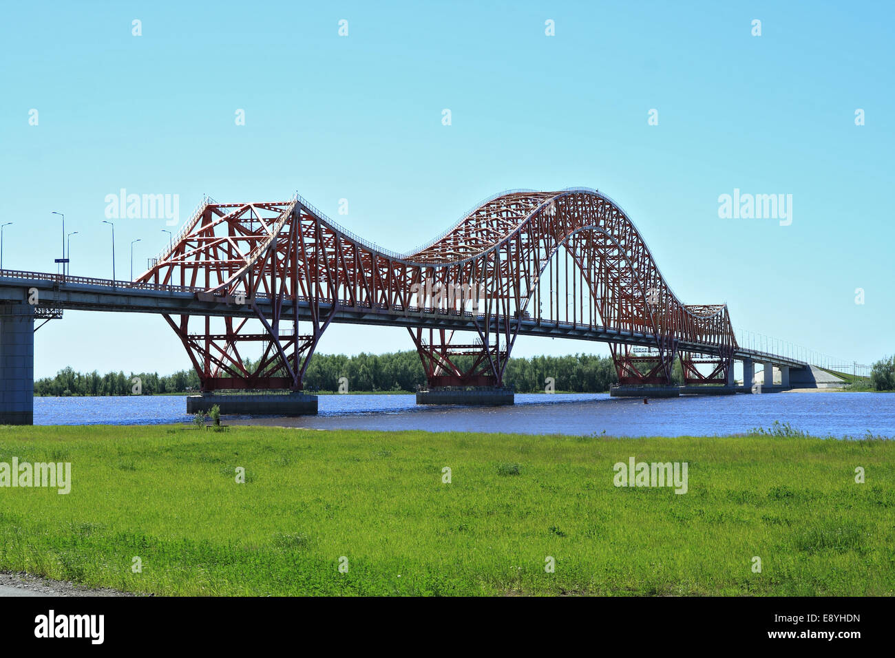 The modern automobile bridge in Siberia Stock Photo - Alamy