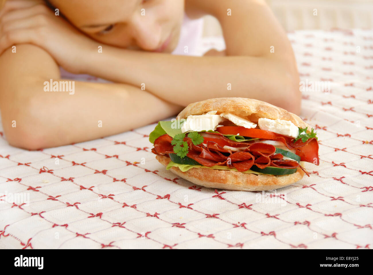Appetizing sandwich with ham and cheese Stock Photo - Alamy