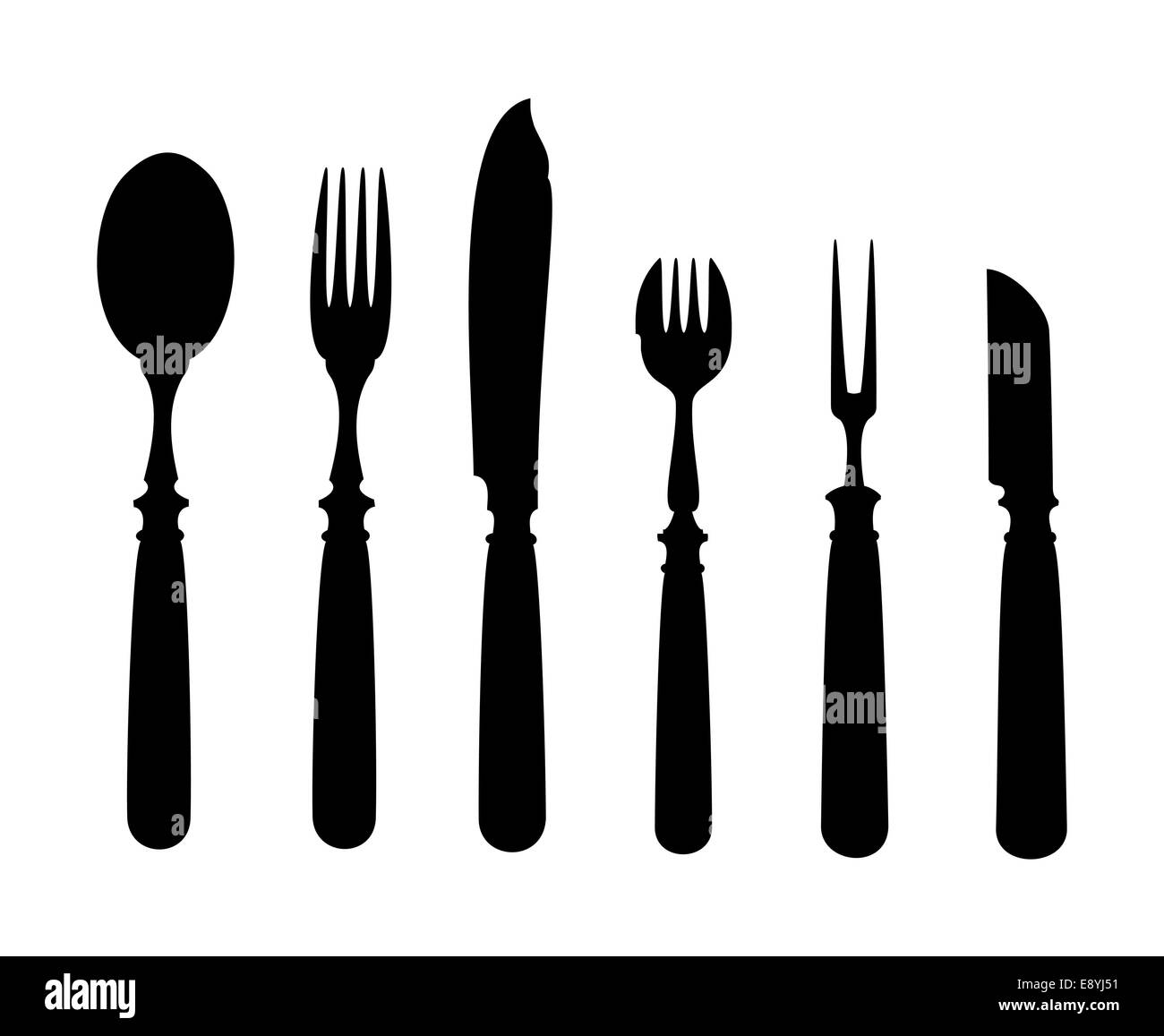 Cutlery pattern Black and White Stock Photos & Images - Alamy