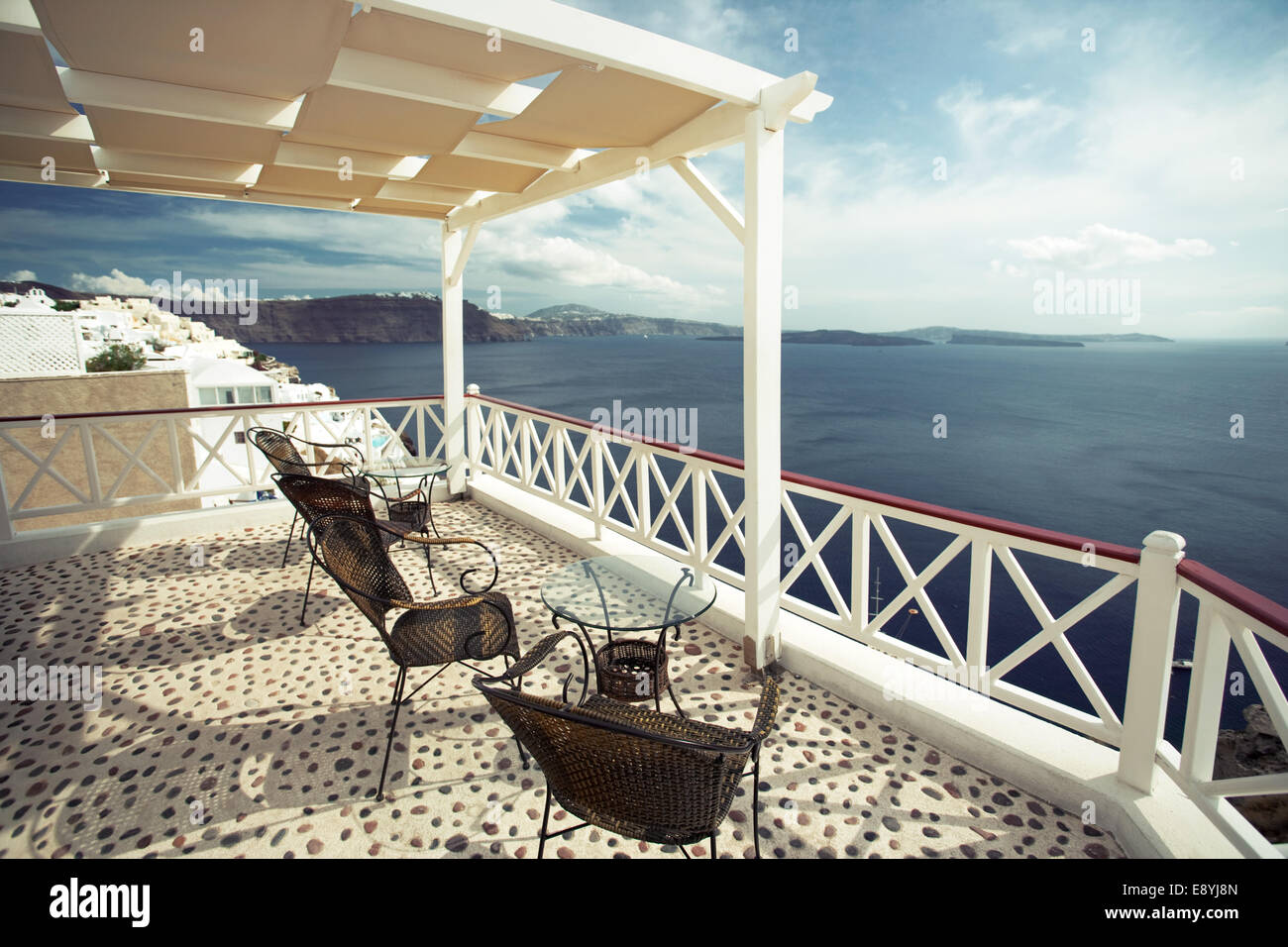 summer cafe at Oia Stock Photo - Alamy