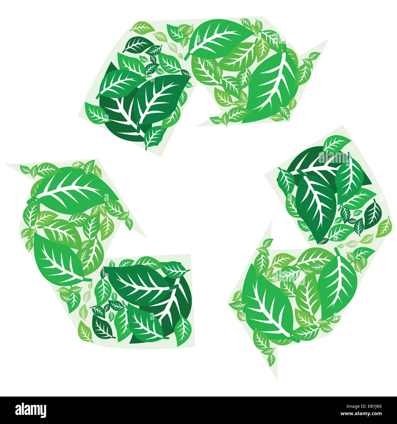Recycling symbol with leaves Cut Out Stock Images & Pictures - Alamy