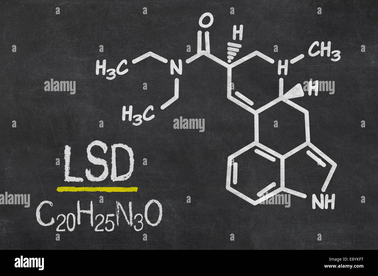 Blackboard with the chemical formula of LSD Stock Photo - Alamy
