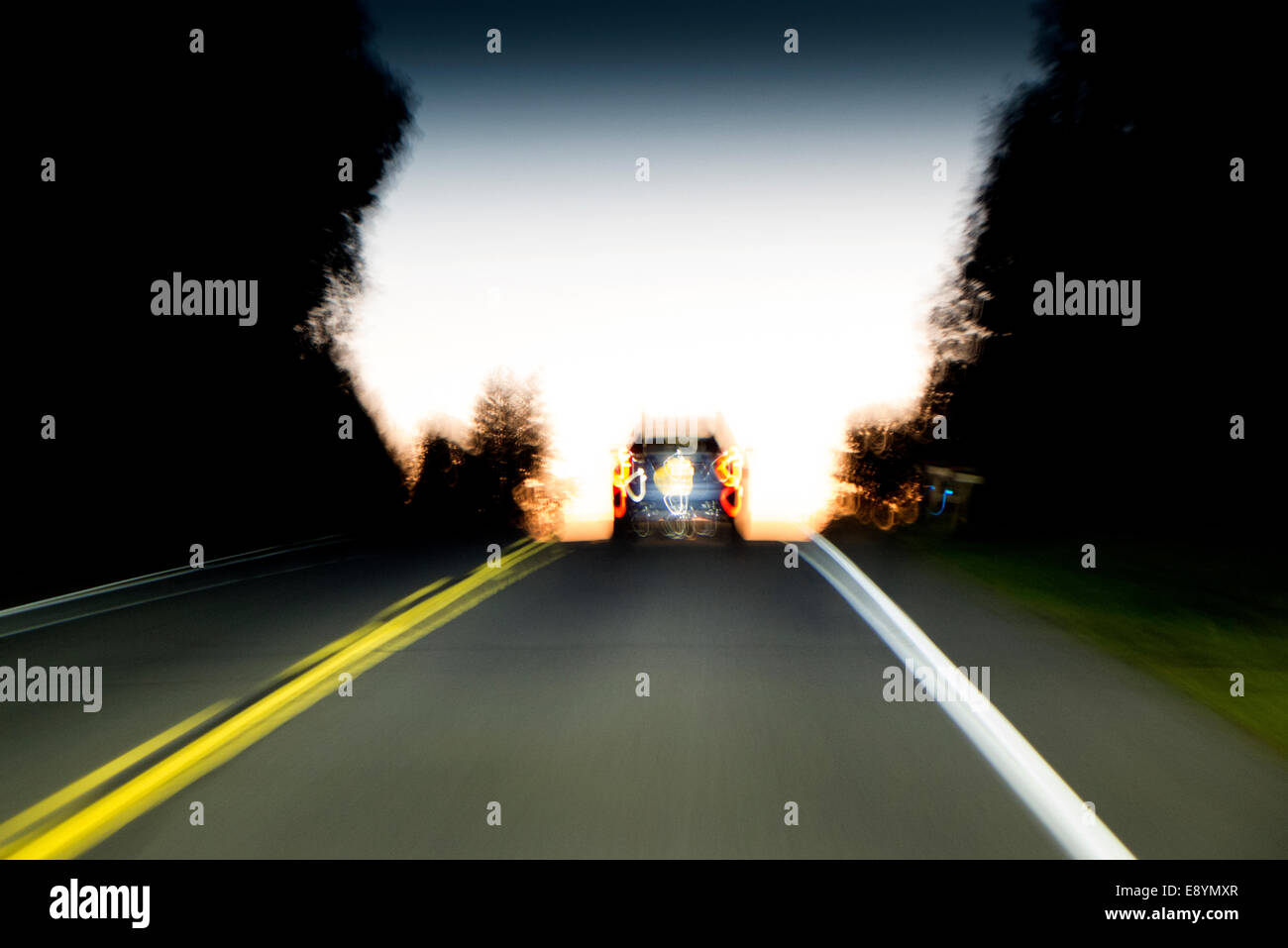 Single car on highway Stock Photo - Alamy