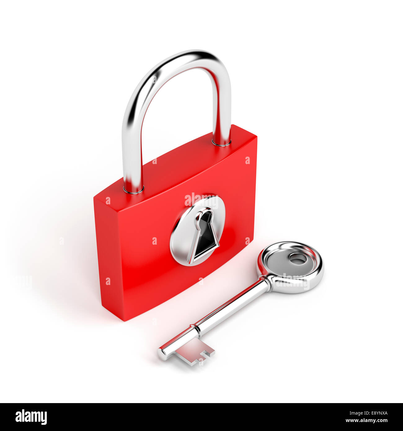 Padlock and key on white background Stock Photo - Alamy