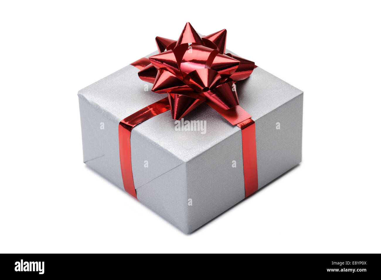 gift box with bow and red ribbon on white background Stock Photo - Alamy